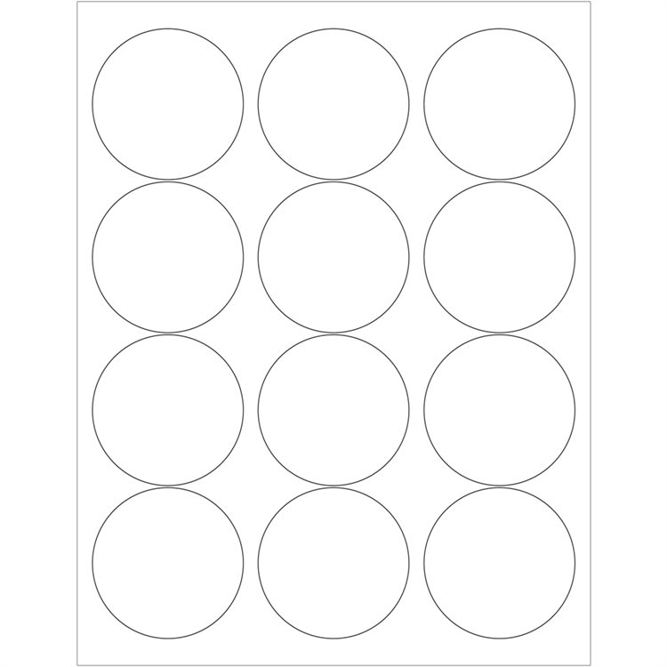 2 1/2" Glossy White Circle Laser Labels