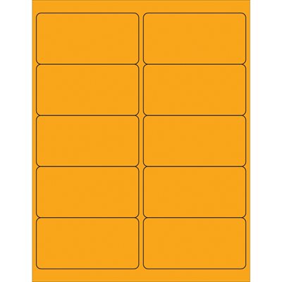 4 x 2" Fluorescent Orange Removable Rectangle Laser Labels