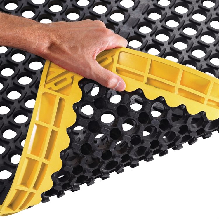 38 x 64" Black/Yellow Safety Drainage Mat