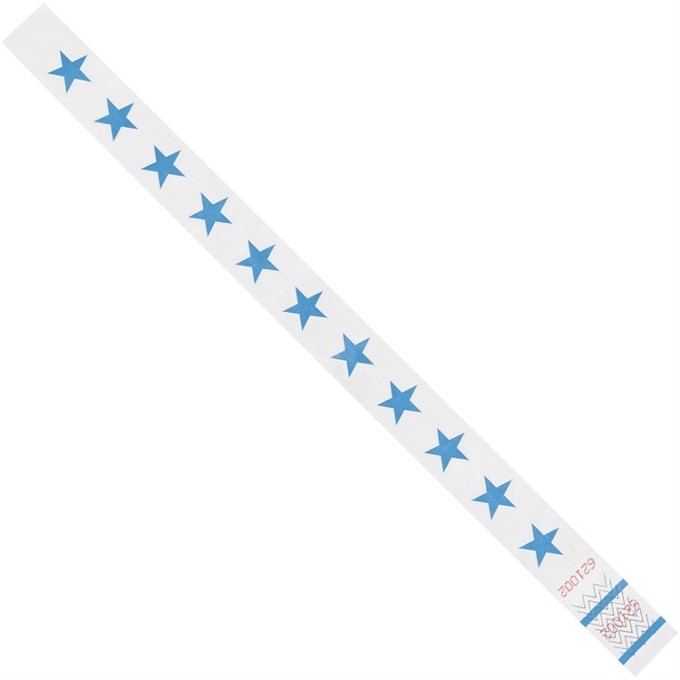 3/4 x 10" Blue Stars Tyvek® Wristbands